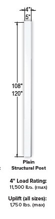 SPP 4" Plain Structural Post White